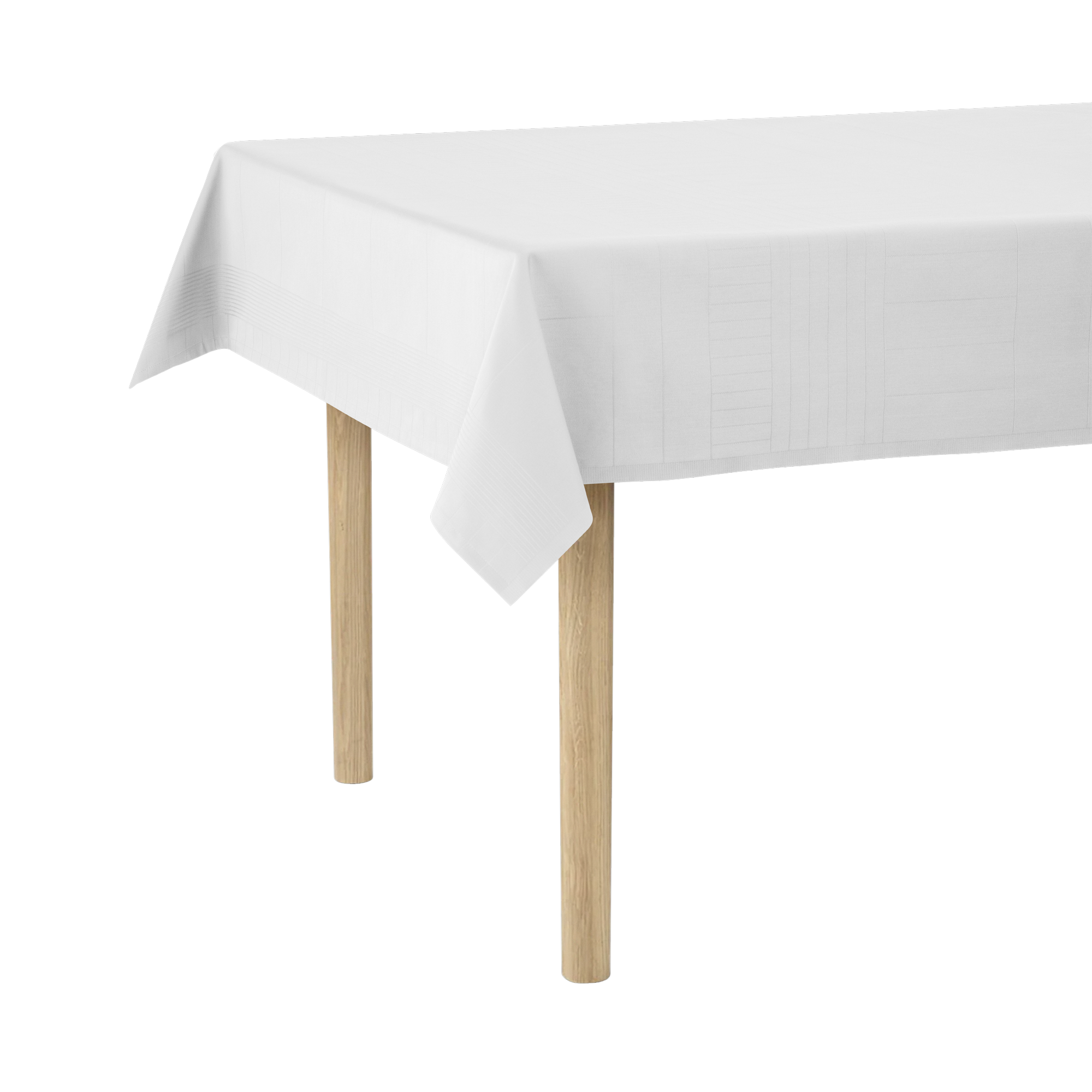 Elegant damaskduk i hvitt til det veldekkede bordet