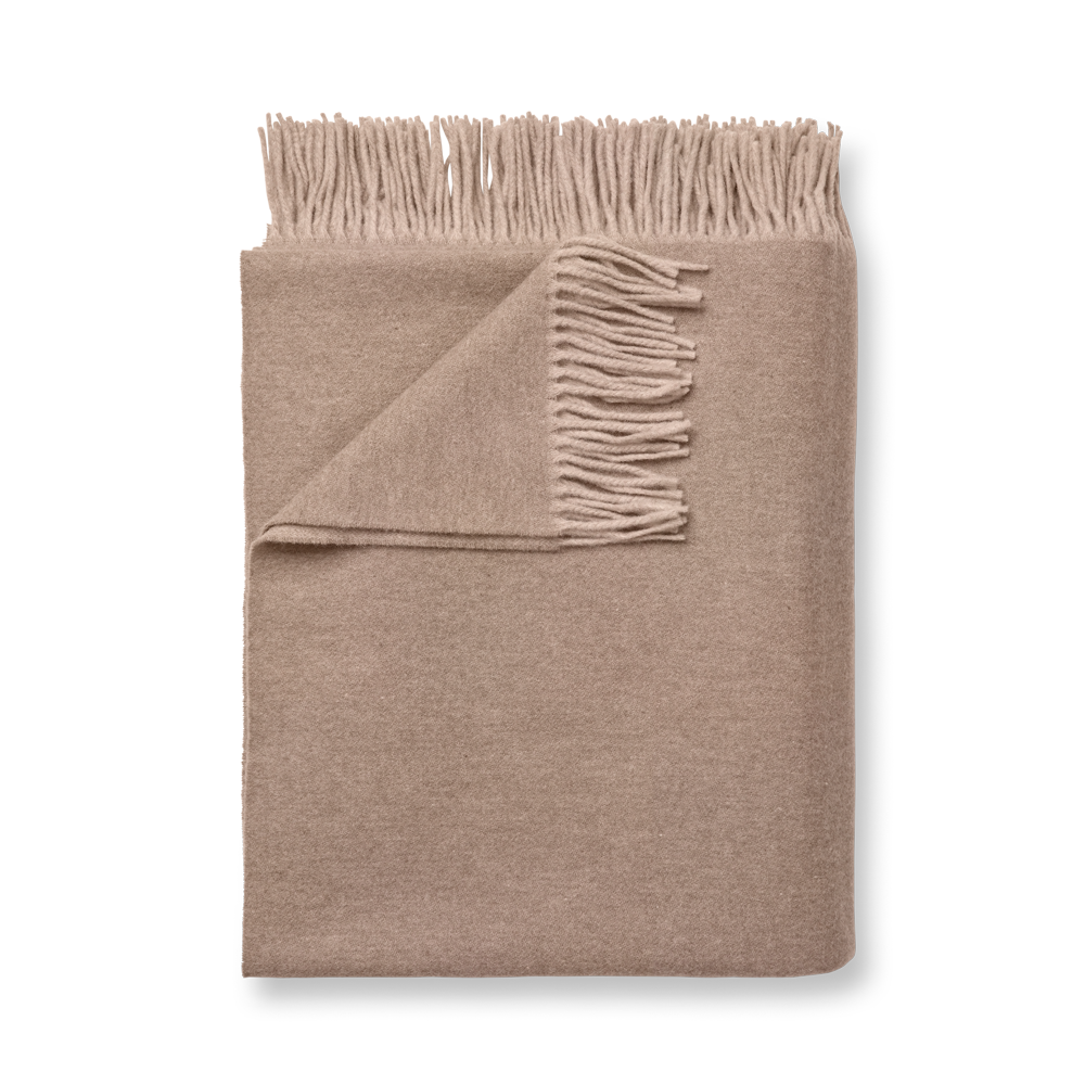 Mykt pledd i 100 % merinoull, brun