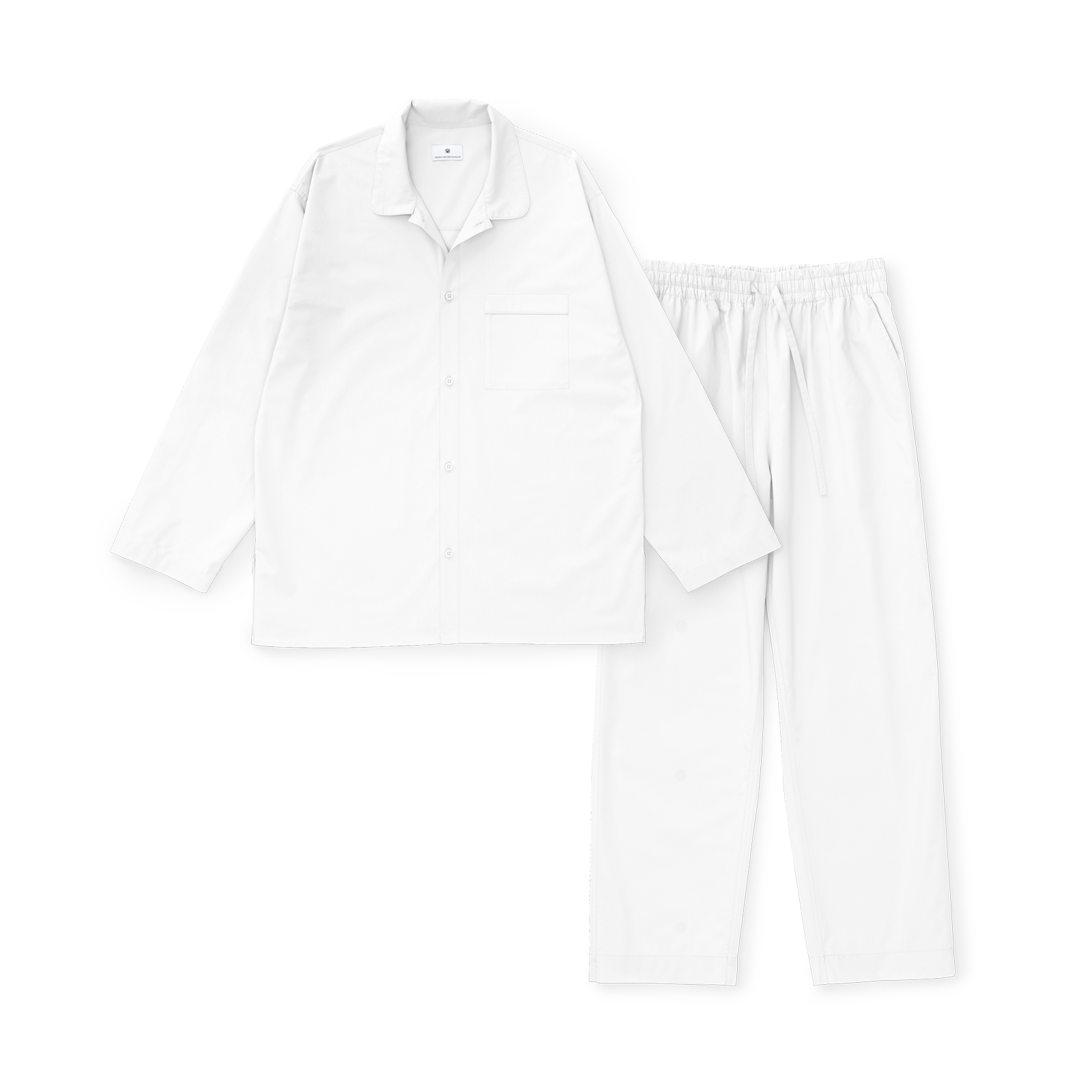 Unisex-pyjamas i Supima-bomull med klassisk snitt i ren hvit